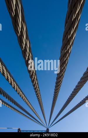 Suspension cable detail of the Dewey Bridge built across the Colorado ...