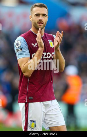 Aston Villa's Calum Chambers applauds the fans after the final whistle ...