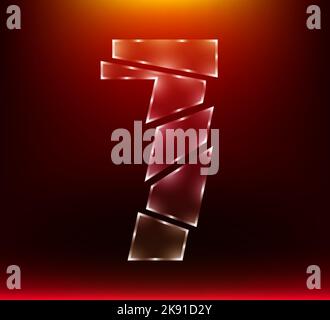 A glass number 4 slashed by sword isolated on a red background Stock ...
