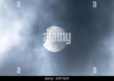 Partial solar eclipse photographed from Suffolk, England, UK, on 25 ...