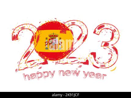 2023 Year in grunge style with flag of Cape Verde. Holiday grunge ...