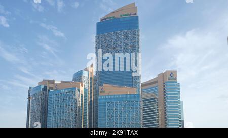 Qatar energy (Qatar petroleum) head office view with wahda bridge ...