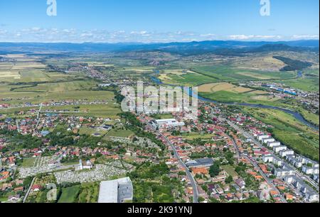 An aerial view of the landscape of Reghin city in Romania Stock Photo ...