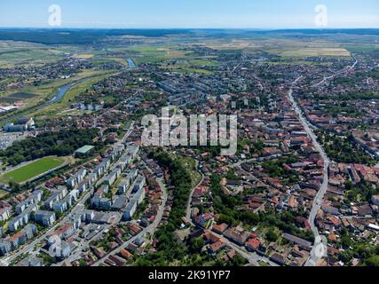 An aerial view of the landscape of Reghin city in Romania Stock Photo ...