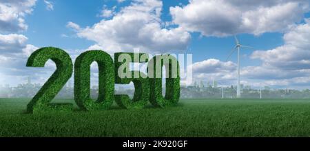 Numbers 2050 from grass. A symbol of sustainable development and full ...
