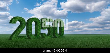 Numbers 2050 from grass. A symbol of sustainable development and full ...