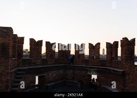 the Ghibelline merlons in the Old Castle castelvecchio at Verona, Italy ...
