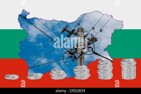 Outline map of Bulgaria with the image of the national flag. Manhole ...