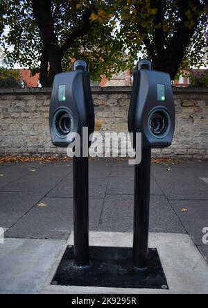Electric cars charging point with high amps charger is seen on E45 ...