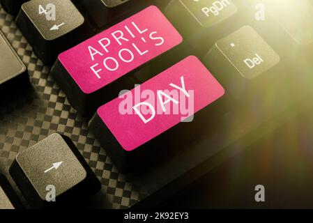 Writing displaying text April Fool S Is Day. Conceptual photo Practical ...
