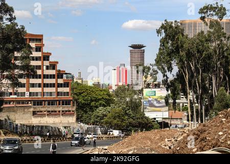 Nairobi city skyline with high rise multi storey buildings seen across ...
