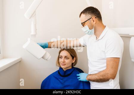 Teeth x ray scanning for detect toothache and treat roots. Dentist do x ...