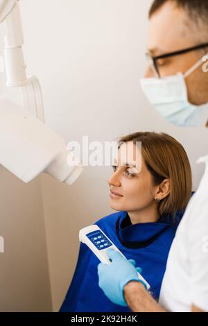 Teeth x ray scanning for detect toothache and treat roots. Dentist do x ...