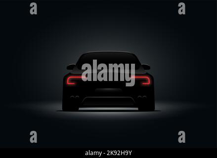 Back car light brake red vector design in black background. 3d car ...
