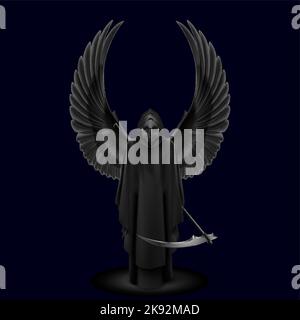 Plague Doctor with Two Wings Up in Orange Flame. Medieval Death Symbol ...