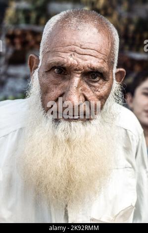 Gilgit, Pakistan - June 30, 1987: portrait of proud elderly policeman ...