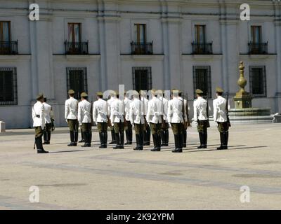 SANTIAGO, CHILE - JAN 25, 2015: ceremonial changing of the guard at ...