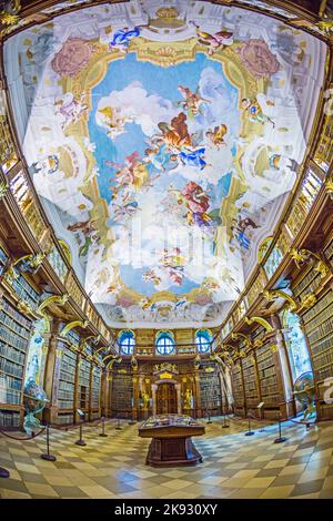 MELK, AUSTRIA - APRIL 23, 2015: The luxurious interior of the Library ...