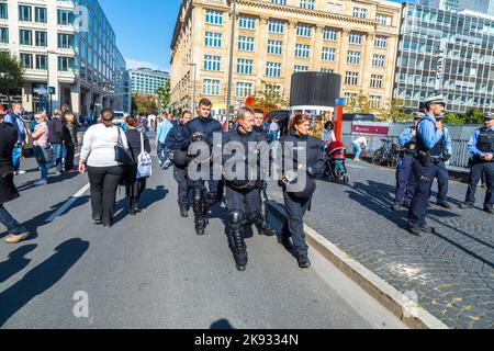 FRANKFURT, GERMANY - OCT 3, 2015: police guards one million people ...