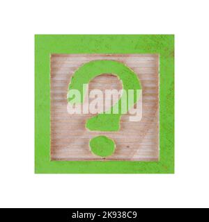 Question mark wood block with clipping path Stock Photo - Alamy
