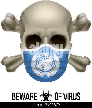 Human Skull with Crossbones and Surgical Mask in the Color of National ...