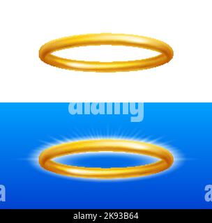 Angel halo ring saint aureole icon. Holy ring angel halo isolated ...