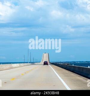 crossing the Dauphin Island Bridge in Dauphin Island, USA. The original ...