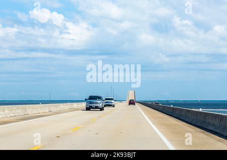 crossing the Dauphin Island Bridge in Dauphin Island, USA. The original ...