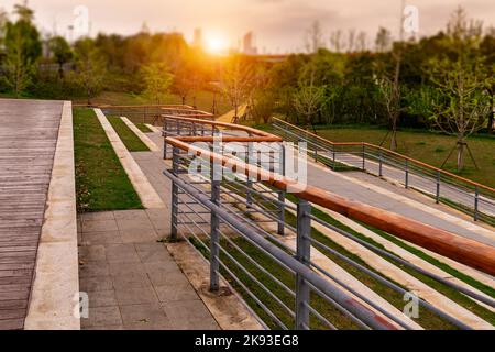 stairs with handrails on both sides in a park Stock Photo - Alamy