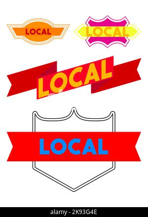 Set of ribbon with Local text. Banner template. Label sticker. Sign ...