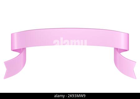 3d label ribbon. Glossy pink blank plastic banner for advertisment ...