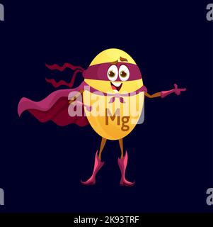 Cartoon magnesium superhero micronutrient character. Vector funny Mg ...