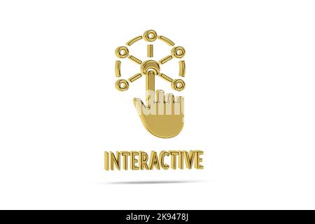 Golden 3d interaction icon isolated on white background - 3d render ...