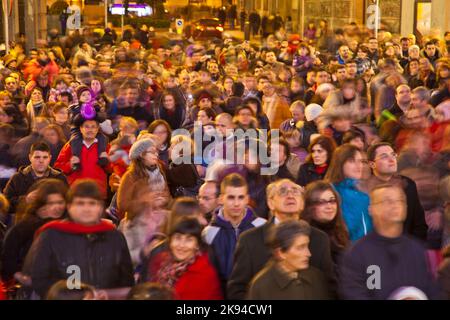 Madrid, Spain - December 20, 2010: People have fun in Christmas time ...