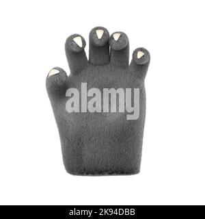 3d furry wolf hands in plastic cartoon style. Catch fingers gesture ...