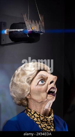 A Margaret Thatcher puppet from 'Spitting Image', 2020, is paired with ...