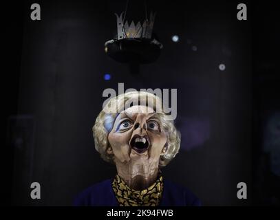 A Margaret Thatcher puppet from 'Spitting Image', 2020, is paired with ...