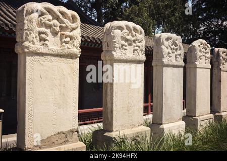 A garden of tombstones of Christian priests in Zhenjue Temple of ...