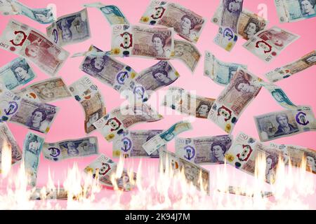 Falling UK money British pound drop dropping currency exchange fall ...