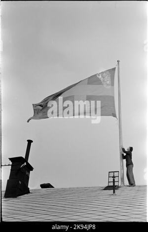 Flag is raised at Charlottenberg station, in connection with the ...