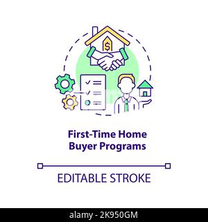 First time home buyer programs turquoise concept icon Stock Vector ...