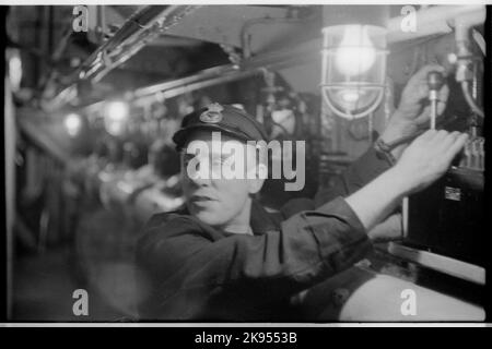 Work in engine room on train ferry Stock Photo - Alamy
