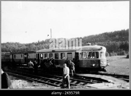 The State Railways, SJ Y6 1028. First passenger trains on normal tracks ...