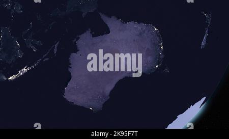 Earth globe by night focused on Australia. Dark side of Earth with ...
