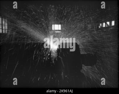 Spark rain when rail welding Stock Photo - Alamy