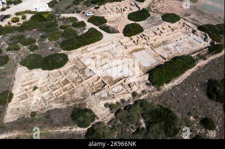 Aerial view of the Archaeological Site of Agios Georgios Pegeia, Paphos ...