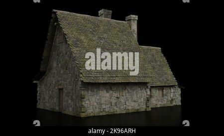 gingerbread house, Witch house, wooden shed on the forest edge in black ...