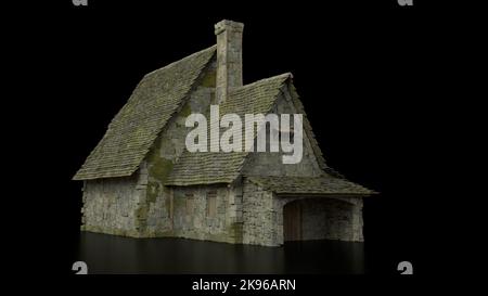 gingerbread house, Witch house, wooden shed on the forest edge in black ...