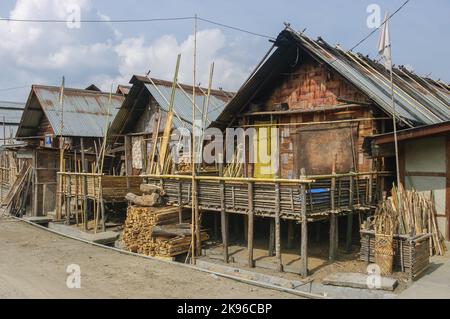India, Arunachal Pradesh, Old Ziro village skin of juvenile leopard ...
