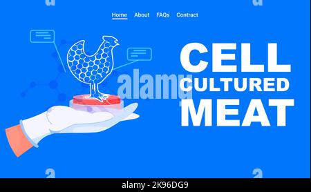 scientist analyzing dna of cultured chicken meat on tablet pc screen ...